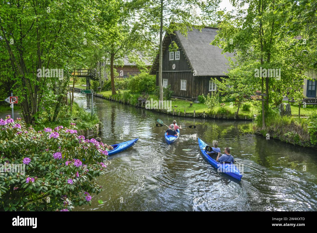 Paddelboote, Lehder Fließ, Lehde, Lübbenau, Spreewald, Brandenburg ...