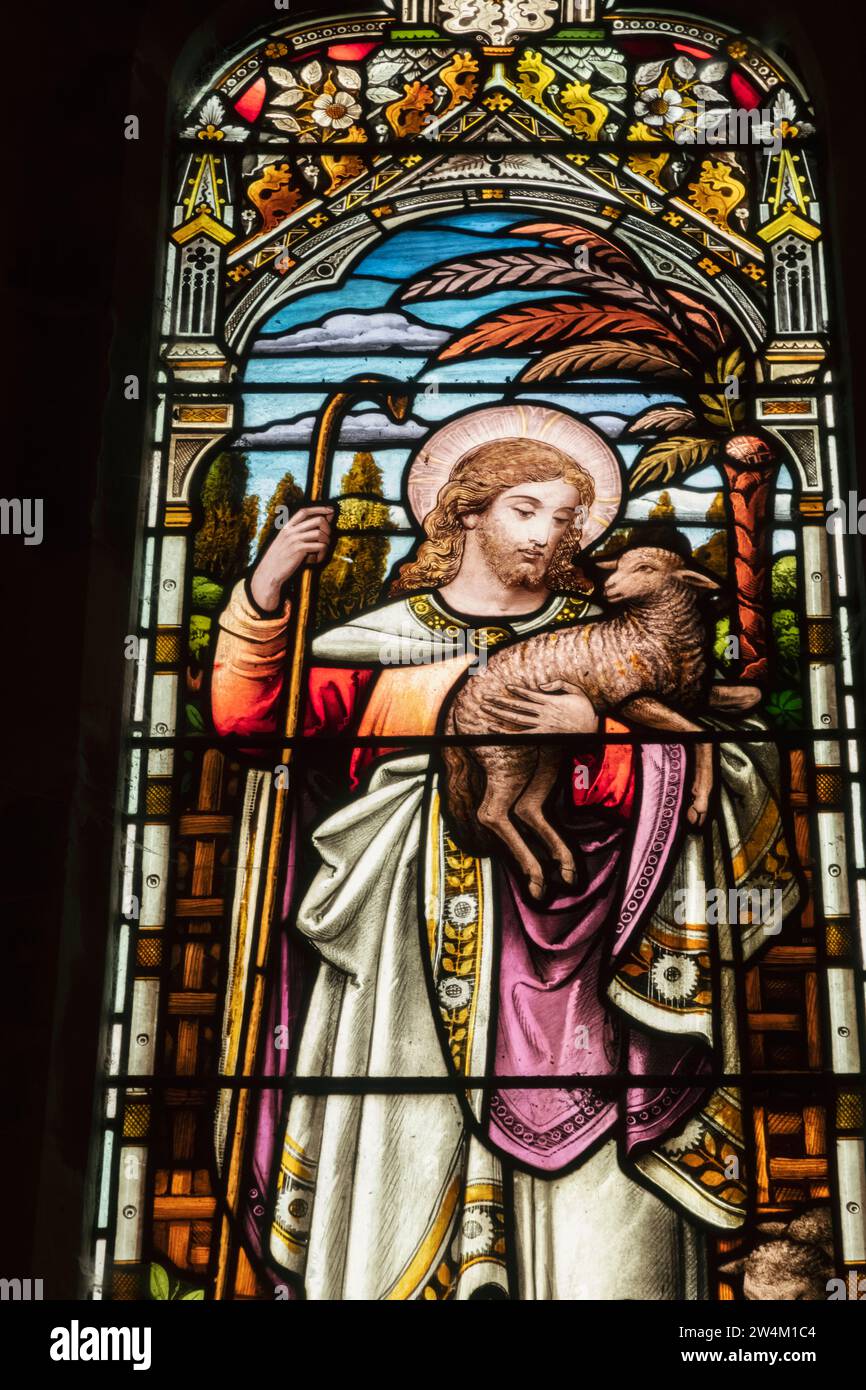 England, Hampshire, Hinton Hampner, All Saints Church, Stained Glass ...