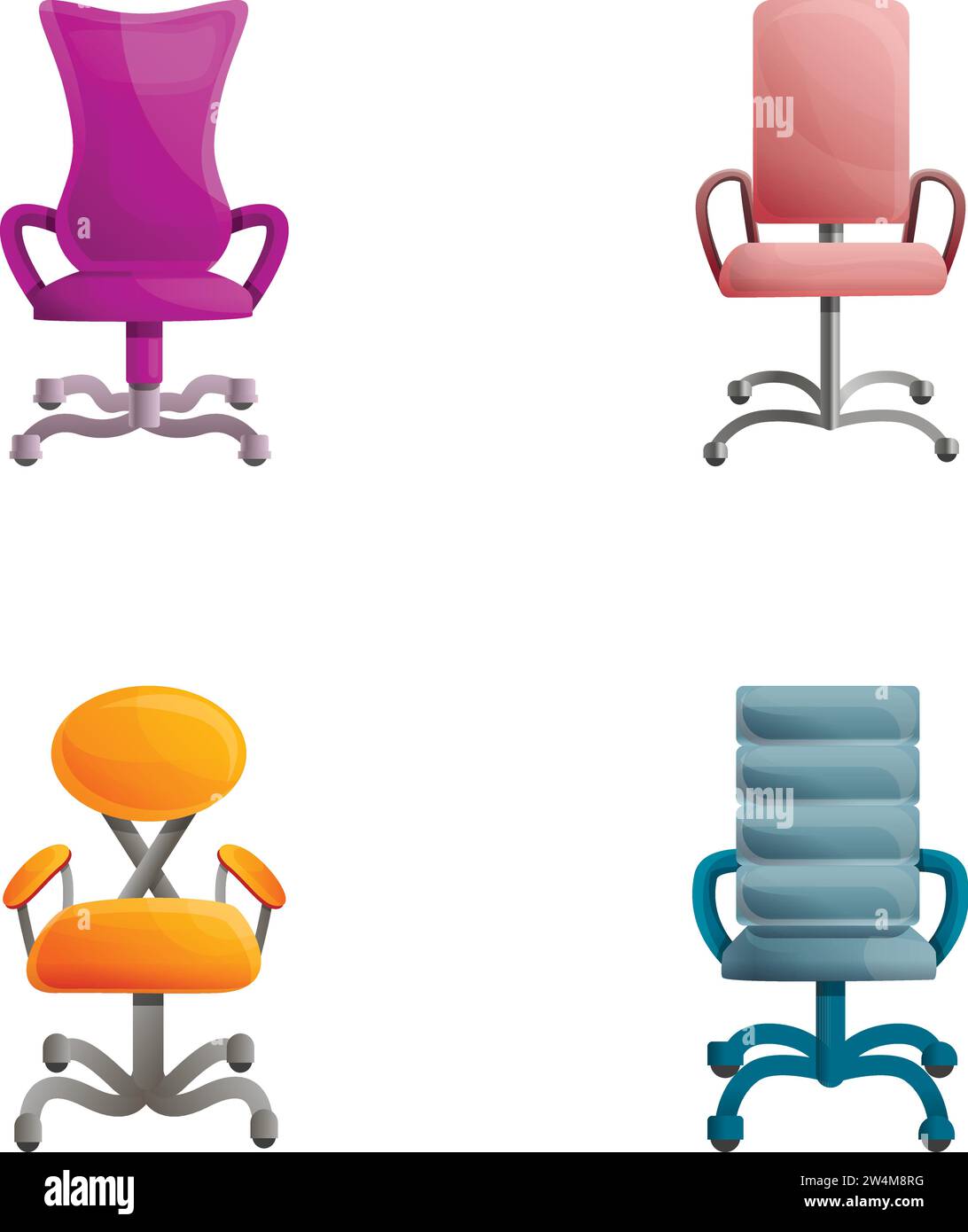 Office chair icons set cartoon vector. Colorful office chair. Modern ...