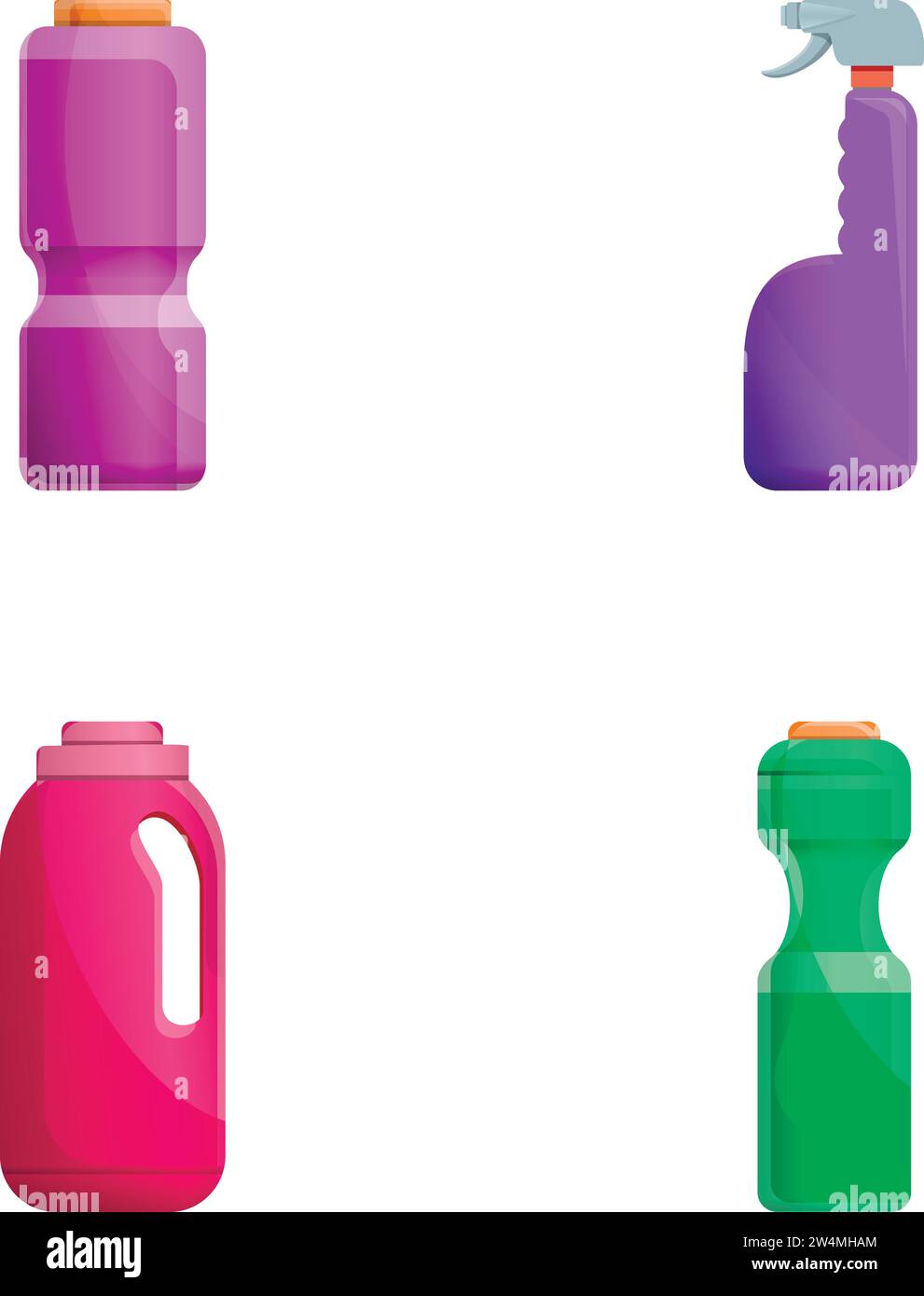 Cleaner icons set cartoon vector. Various plastic detergent bottle ...