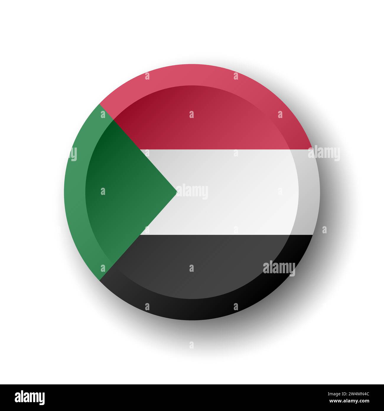 Sudan flag - 3D circle button with dropped shadow. Vector icon Stock ...