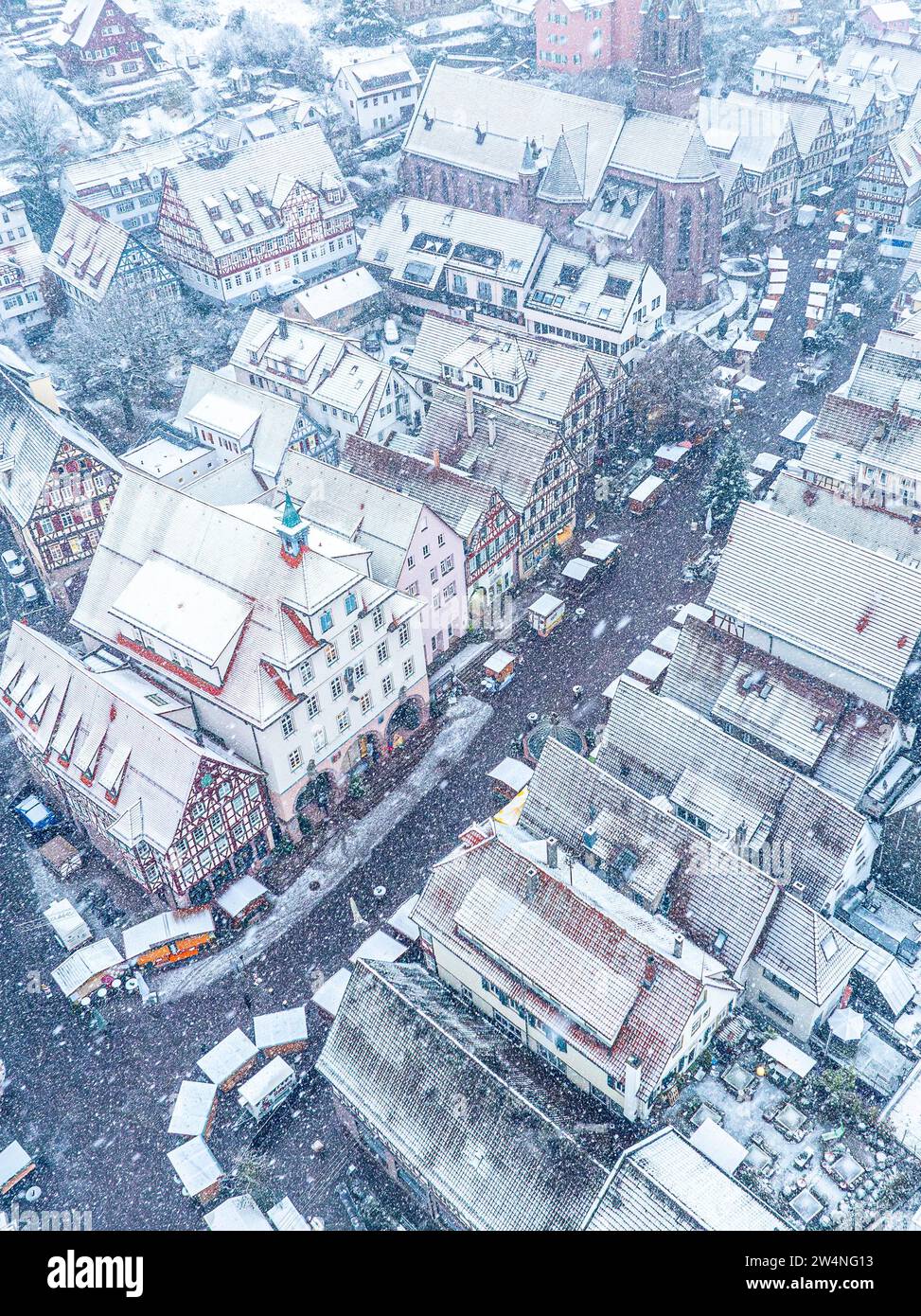High angle roofs covered snow hi-res stock photography and images - Alamy