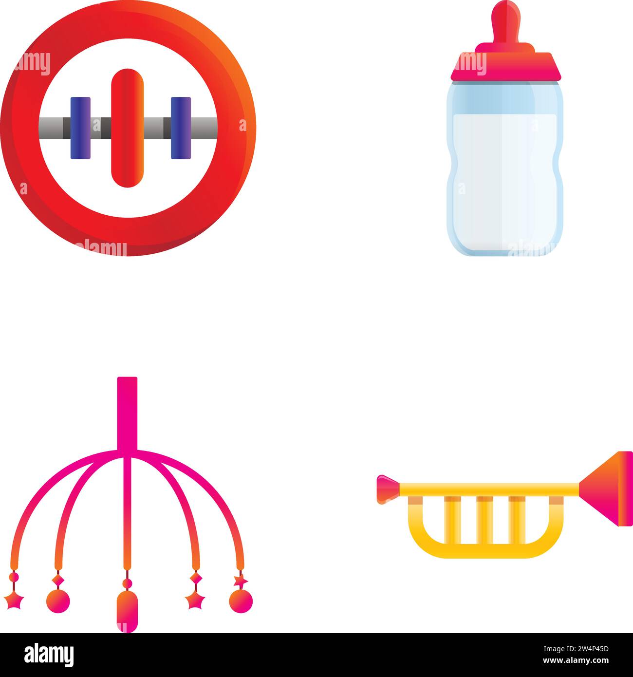 Baby items icons set cartoon vector. Baby care accessory. Childhood ...