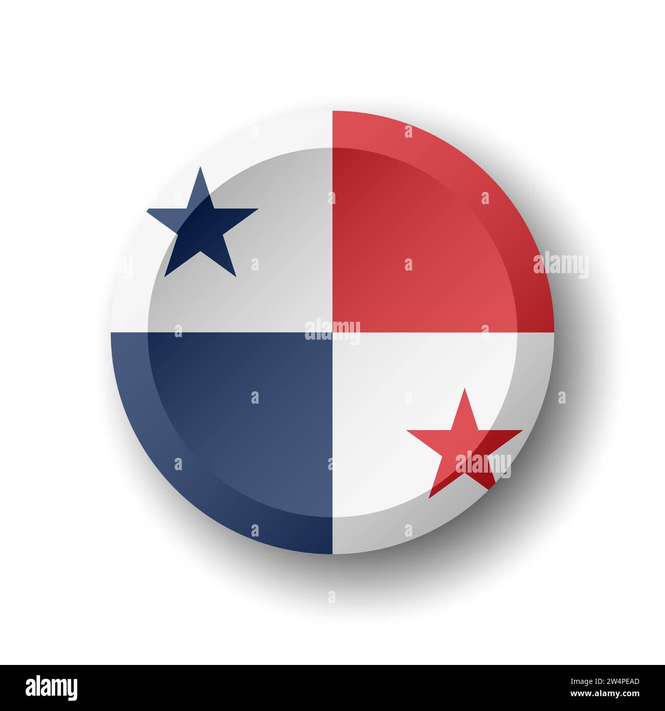 Panama flag - 3D circle button with dropped shadow. Vector icon Stock ...