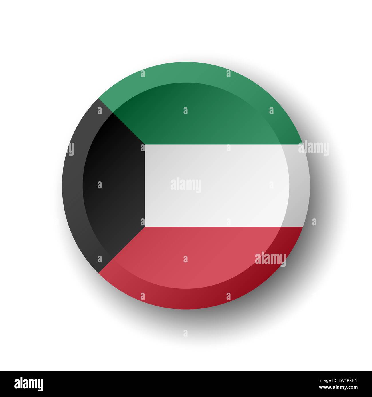 Kuwait flag button circle hi-res stock photography and images - Alamy