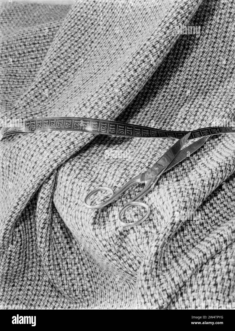 Rodier fabric with centimeter measuring tape and scissors ca. 1933 ...