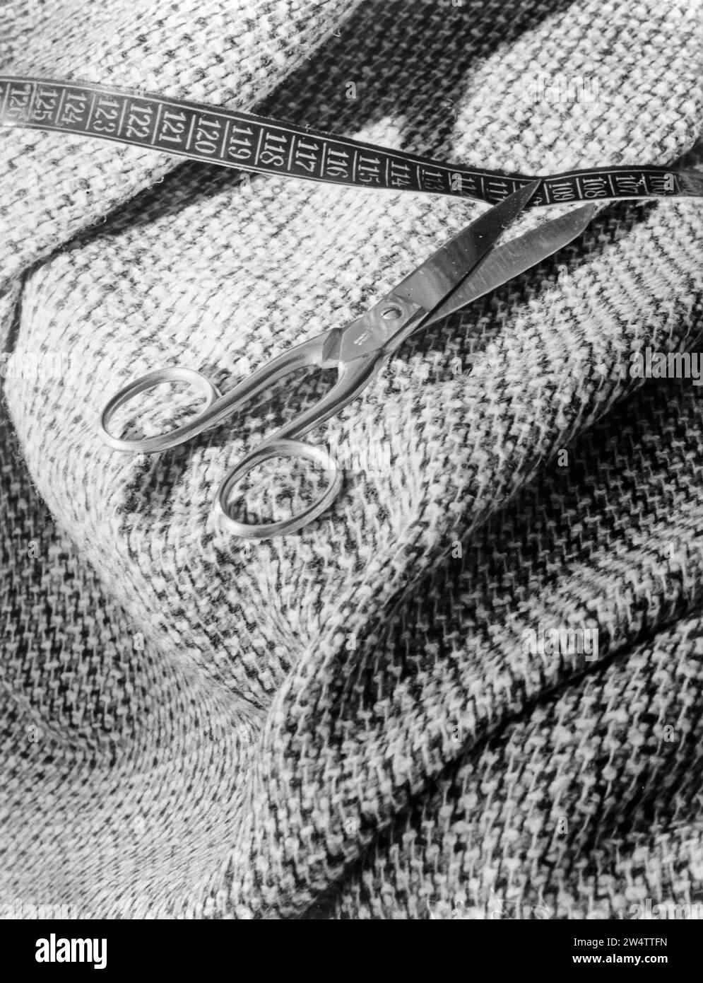 Rodier fabric with centimeter measuring tape and scissors ca. 1933 ...