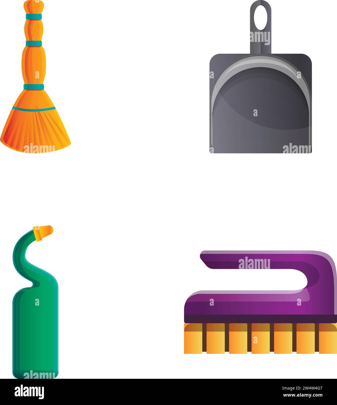 Cleaning tool icons set cartoon vector. House cleaning equipment ...