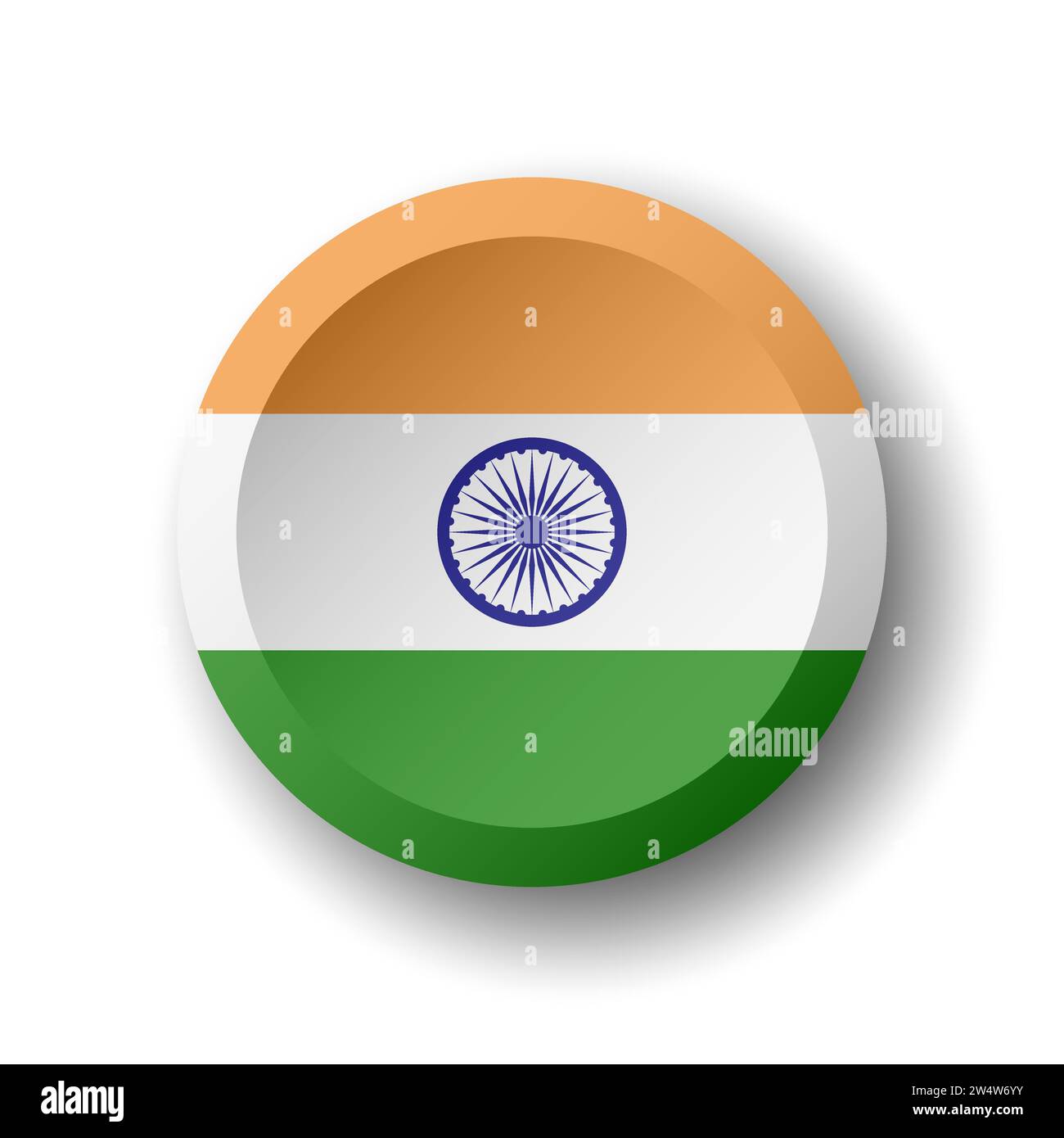 India flag - 3D circle button with dropped shadow. Vector icon Stock ...