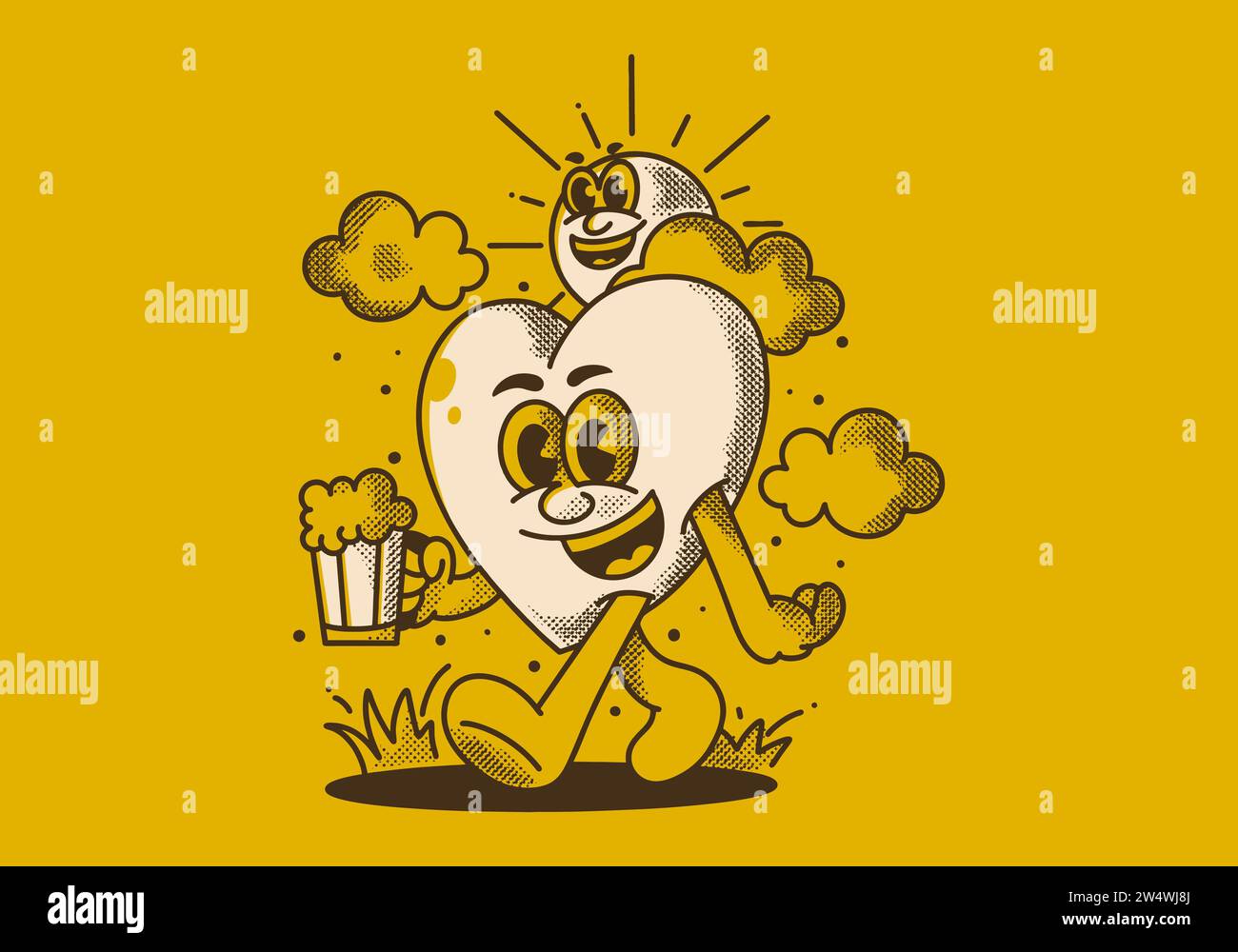 Your happiness depends on your actions. Character of a sun and heart ...