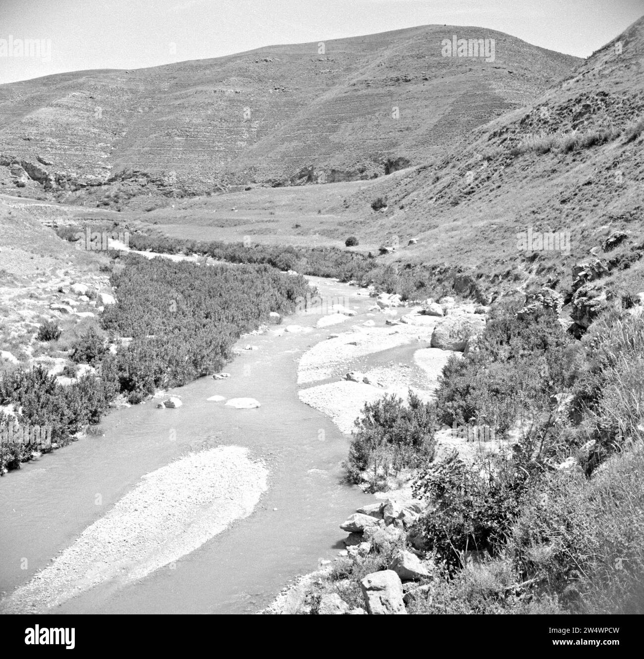 In the Jericho area. View over the valley of the Jabbok river ca. 1950 ...