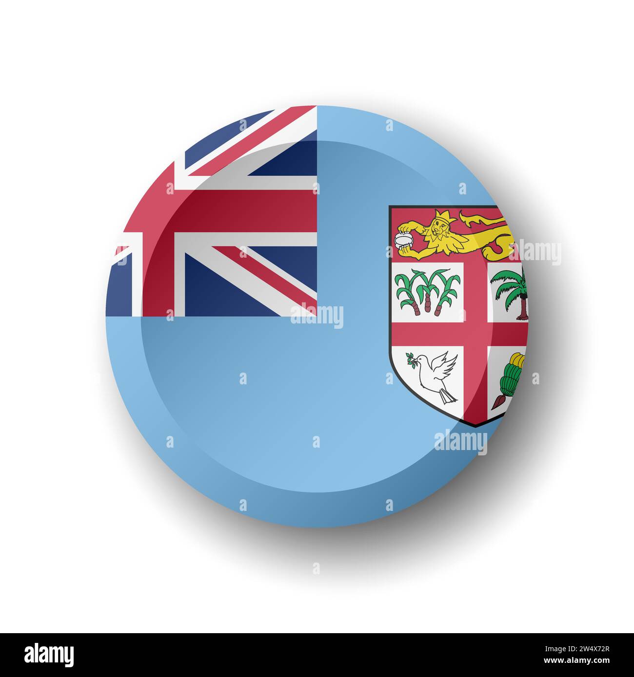 Fiji flag - 3D circle button with dropped shadow. Vector icon Stock ...