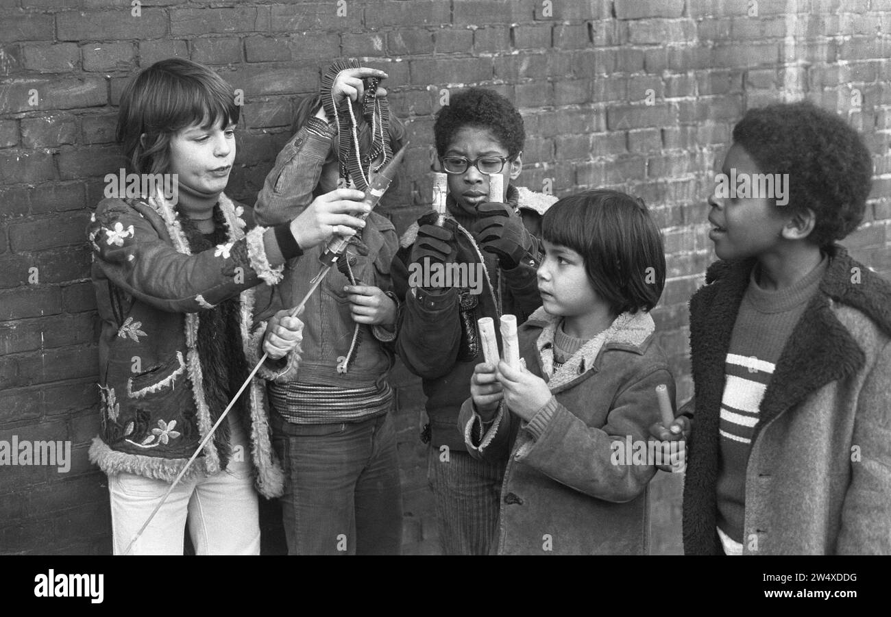 Children with fireworks ca. December 18, 1972 Stock Photo - Alamy