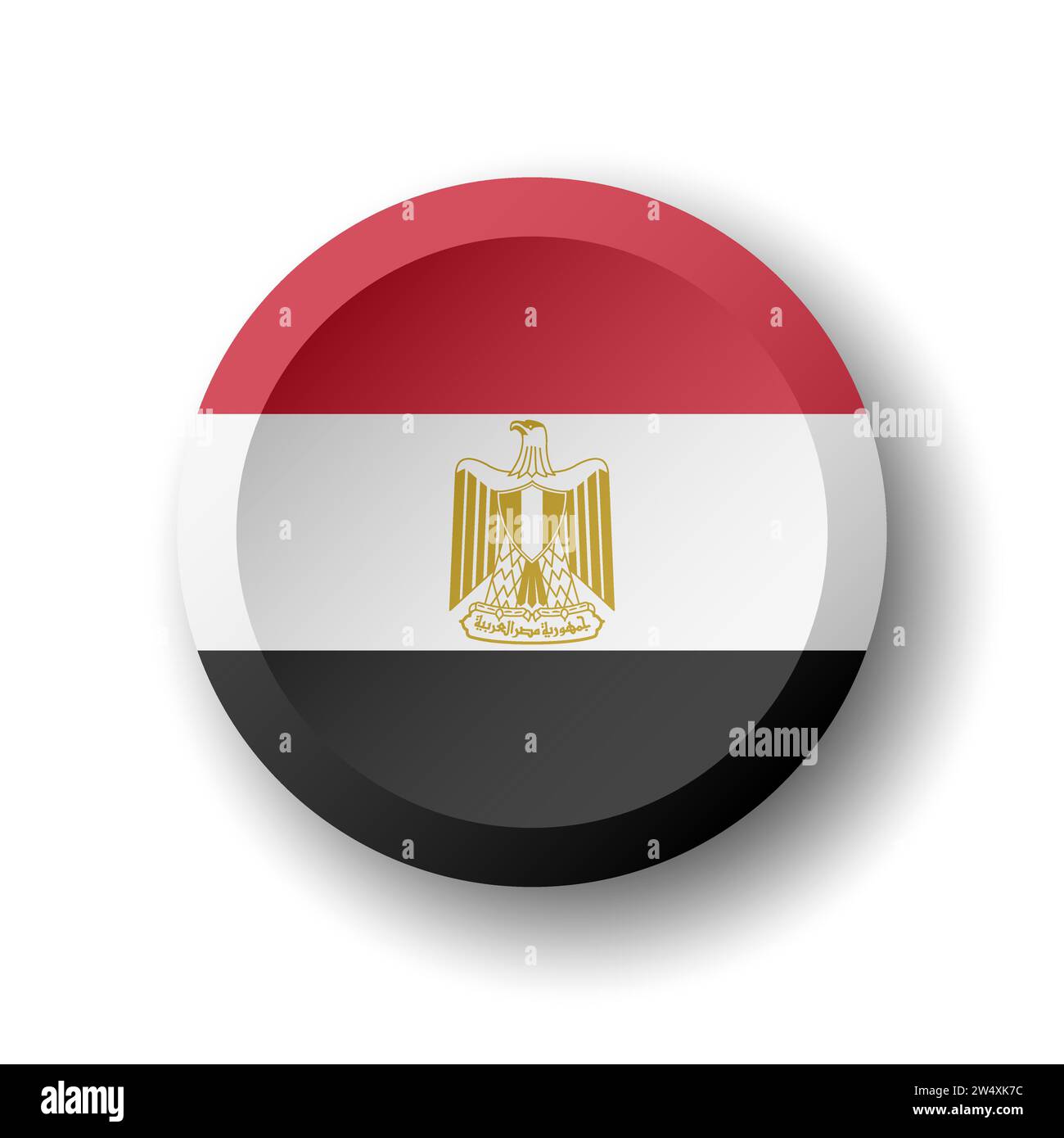 Egypt flag - 3D circle button with dropped shadow. Vector icon Stock ...