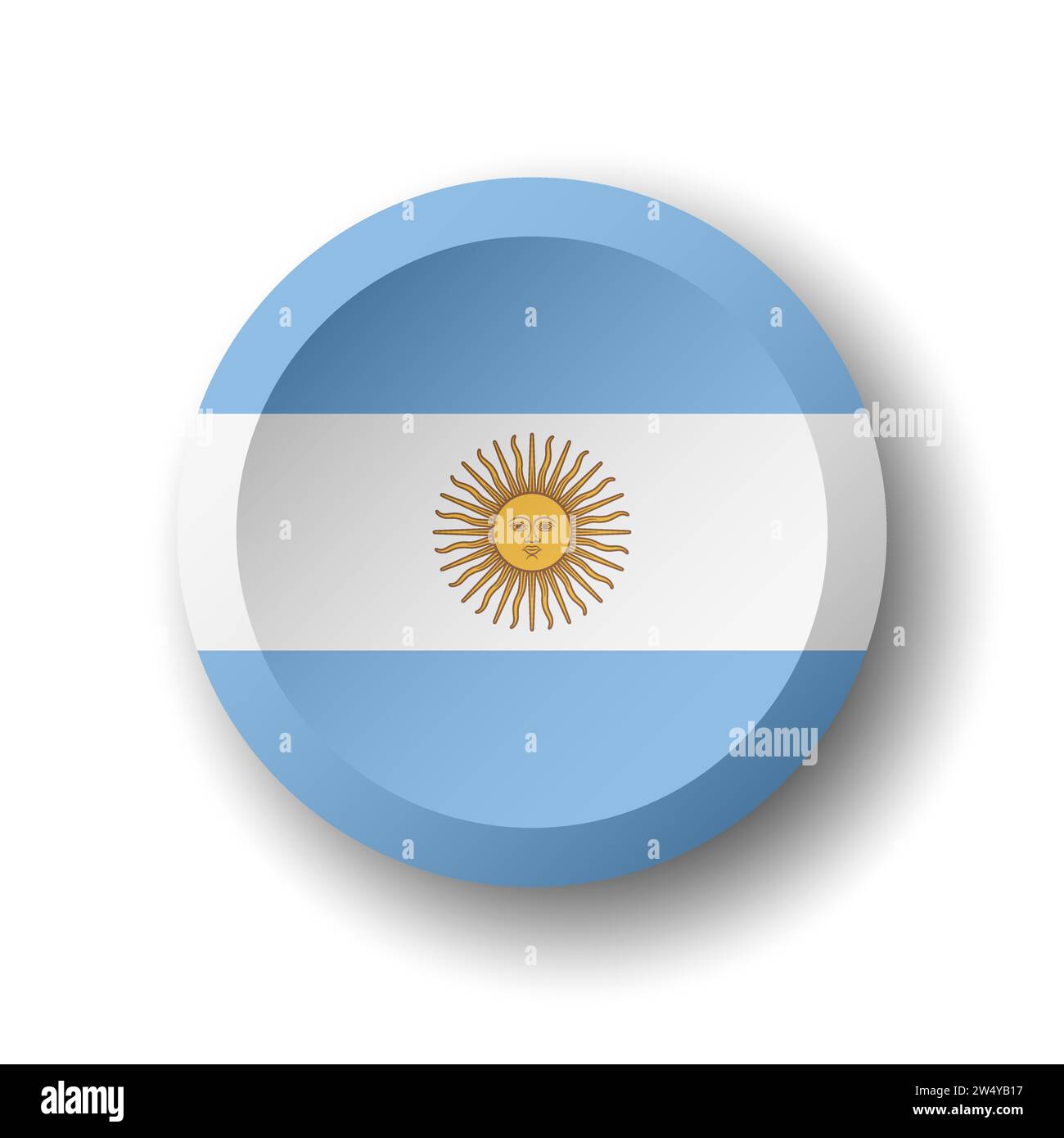 Argentina flag - 3D circle button with dropped shadow. Vector icon ...