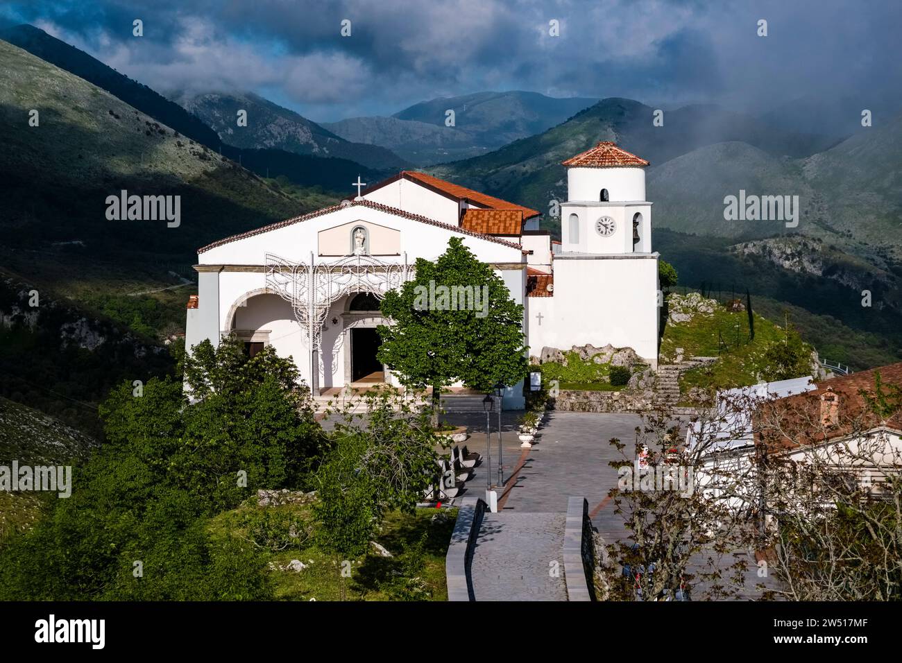 The Basilica di San Biagio church on the summit of Monte San Biagio is ...