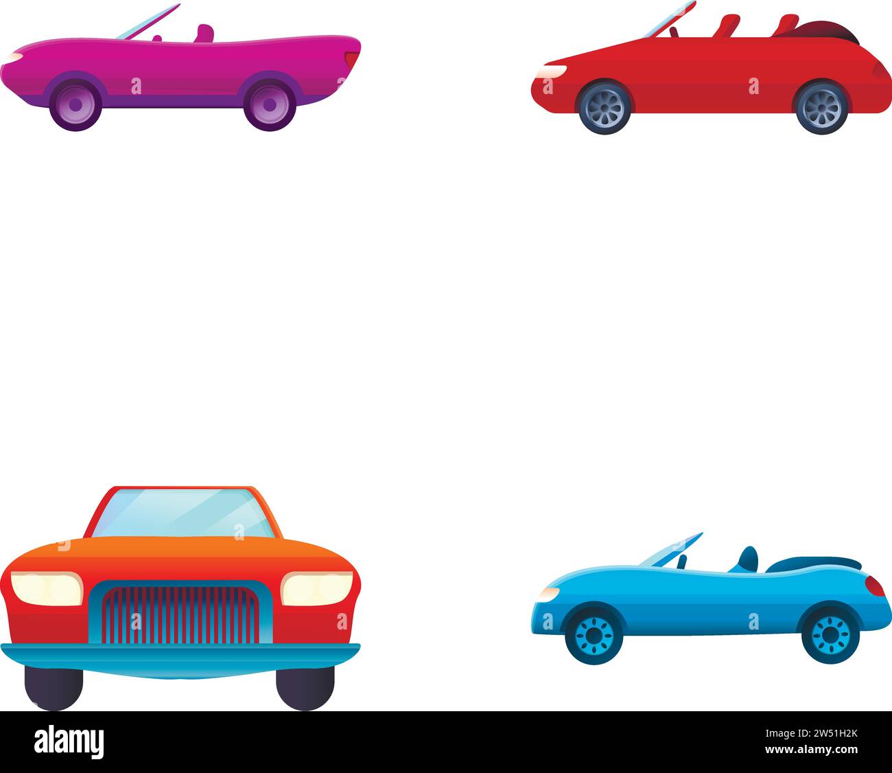Convertible icons set cartoon vector. Cabriolet in various color ...