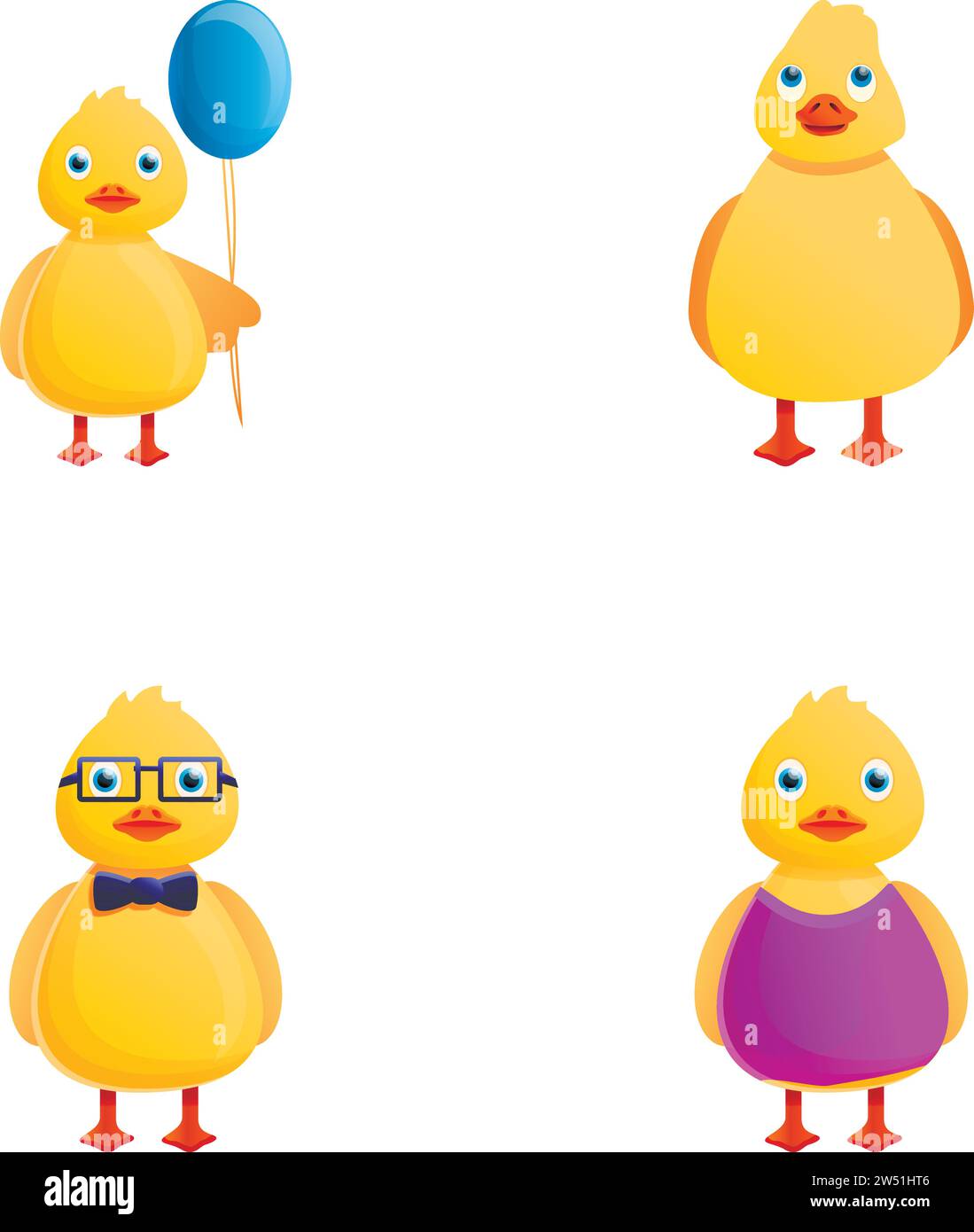 Cute duckling icons set cartoon vector. Funny little duck. Cartoon ...