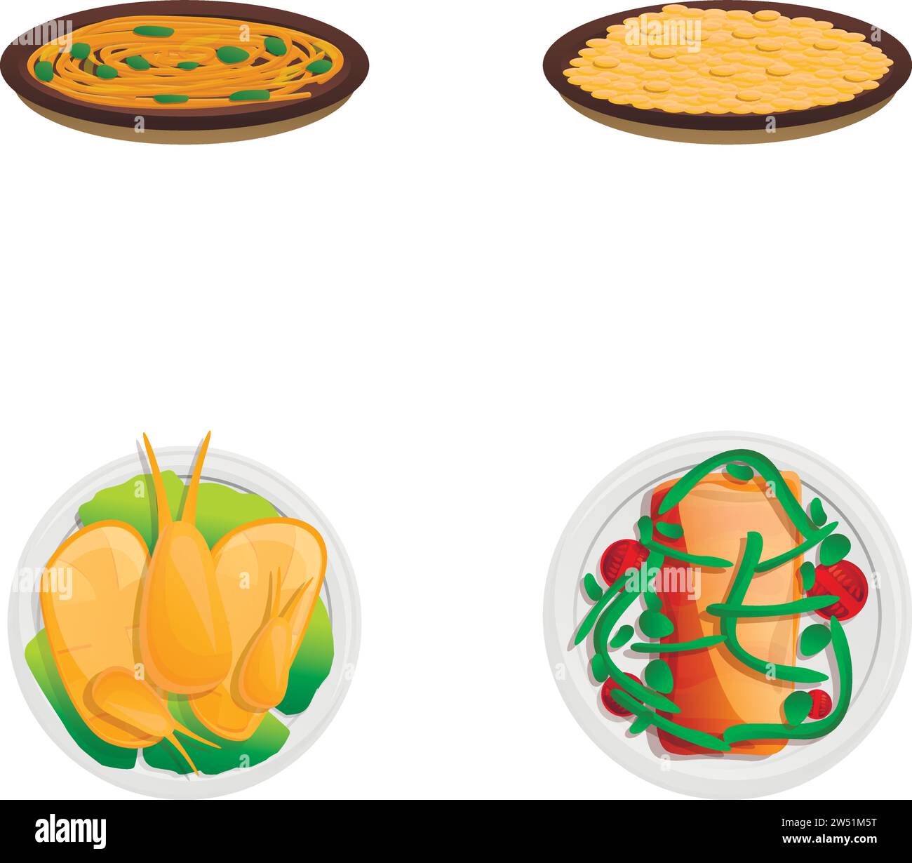 Lunch icons set cartoon vector. Various dish for lunch. Cooking, food ... Lunch icons set cartoon vector. Various dish for lunch. Cooking, food ...
