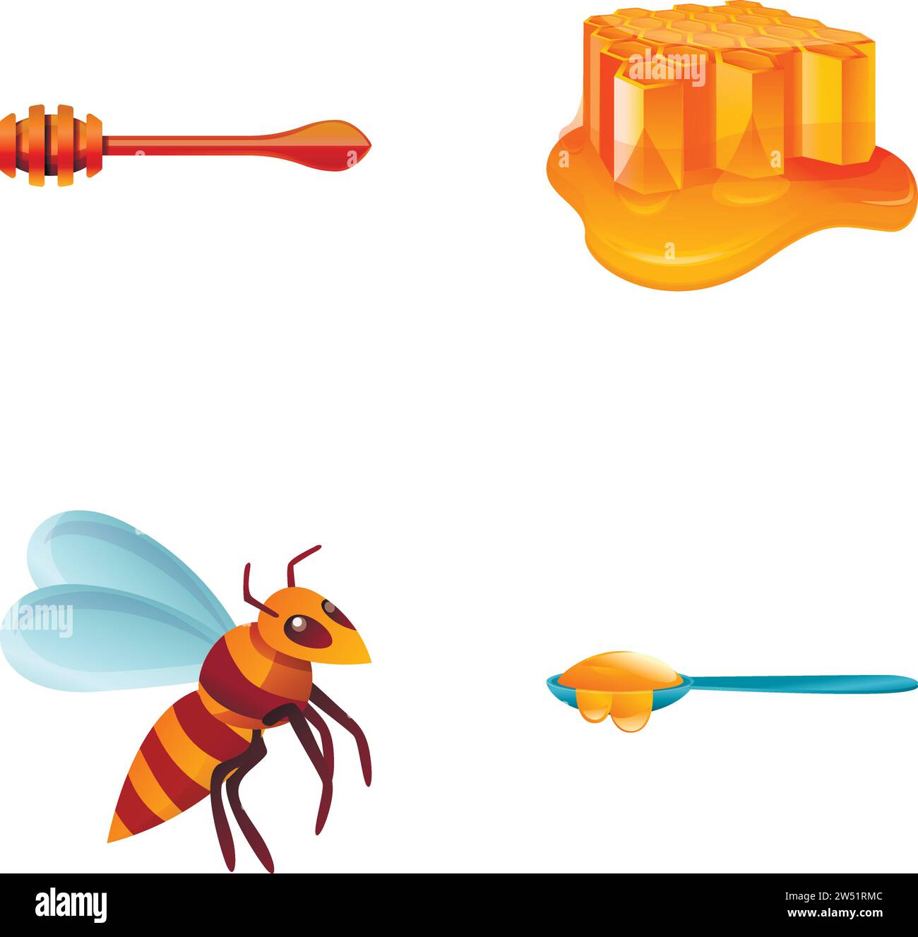 Honey icons set cartoon vector. Beekeeping. Honey production, apiary ... Honey icons set cartoon vector. Beekeeping. Honey production, apiary ...