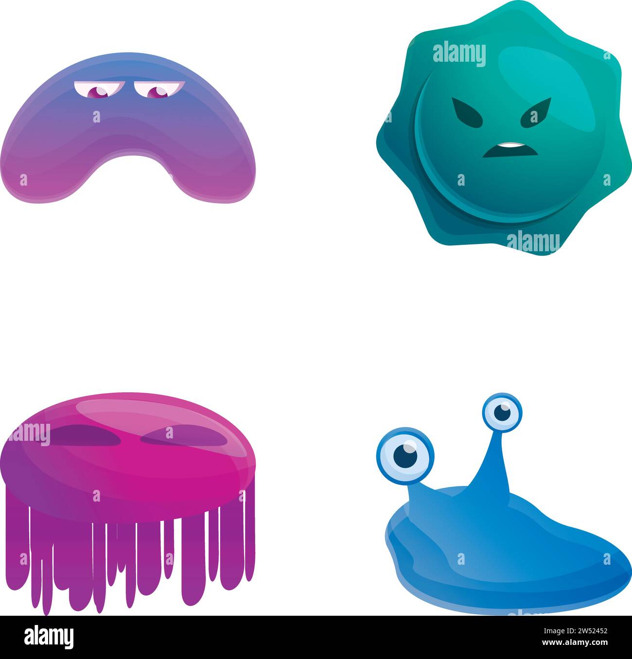 Cartoon bacterium icons set cartoon vector. Various colorful bacteria ...