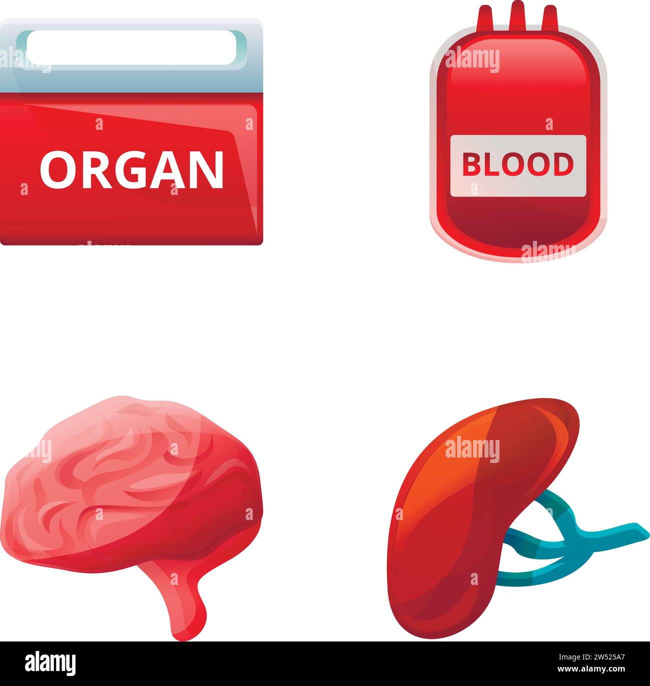 Organ transplantation icons set cartoon vector. Human organ and blood ...
