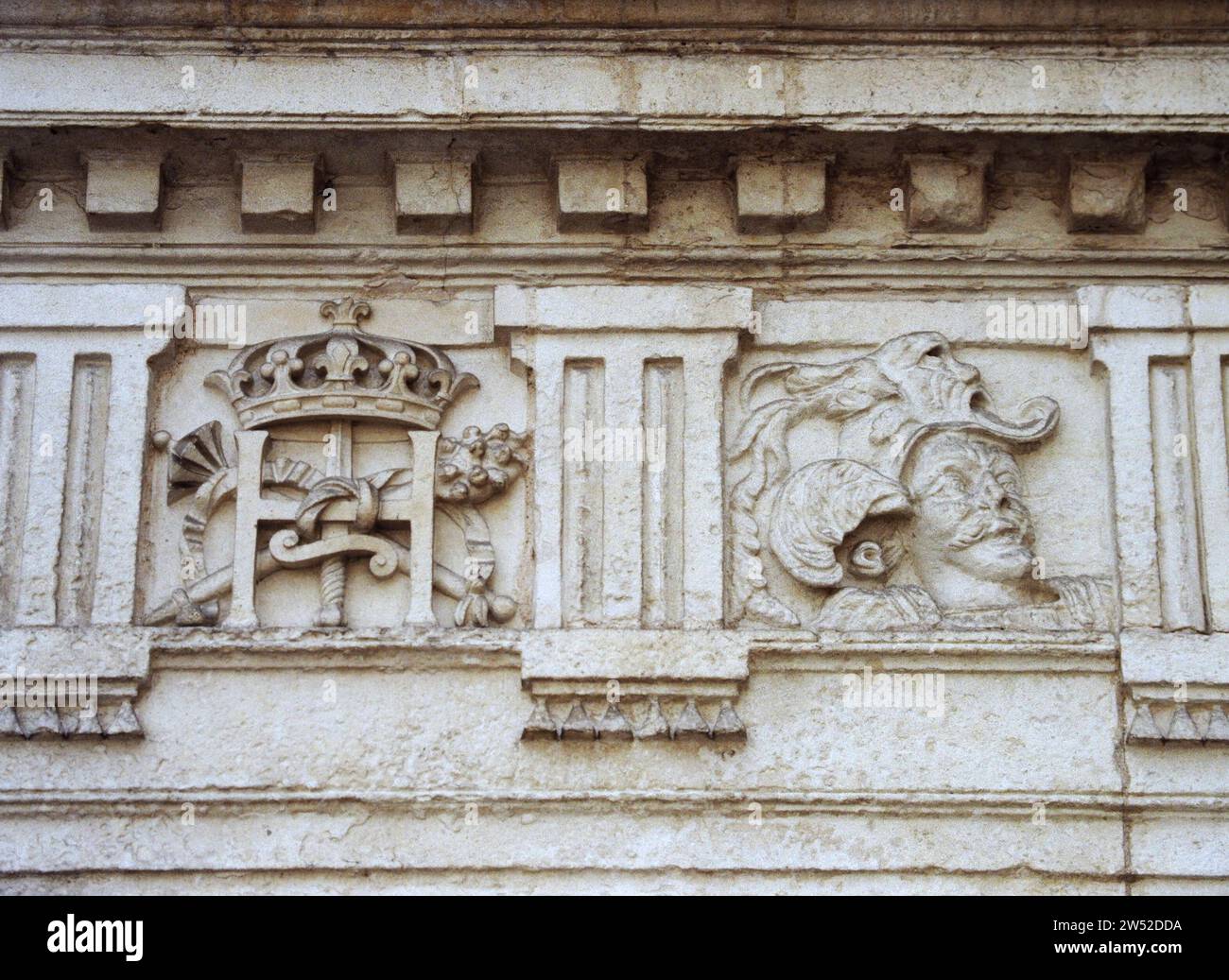La Rochelle, France. Hotel de Ville 16th century. Patio. Friese with ...