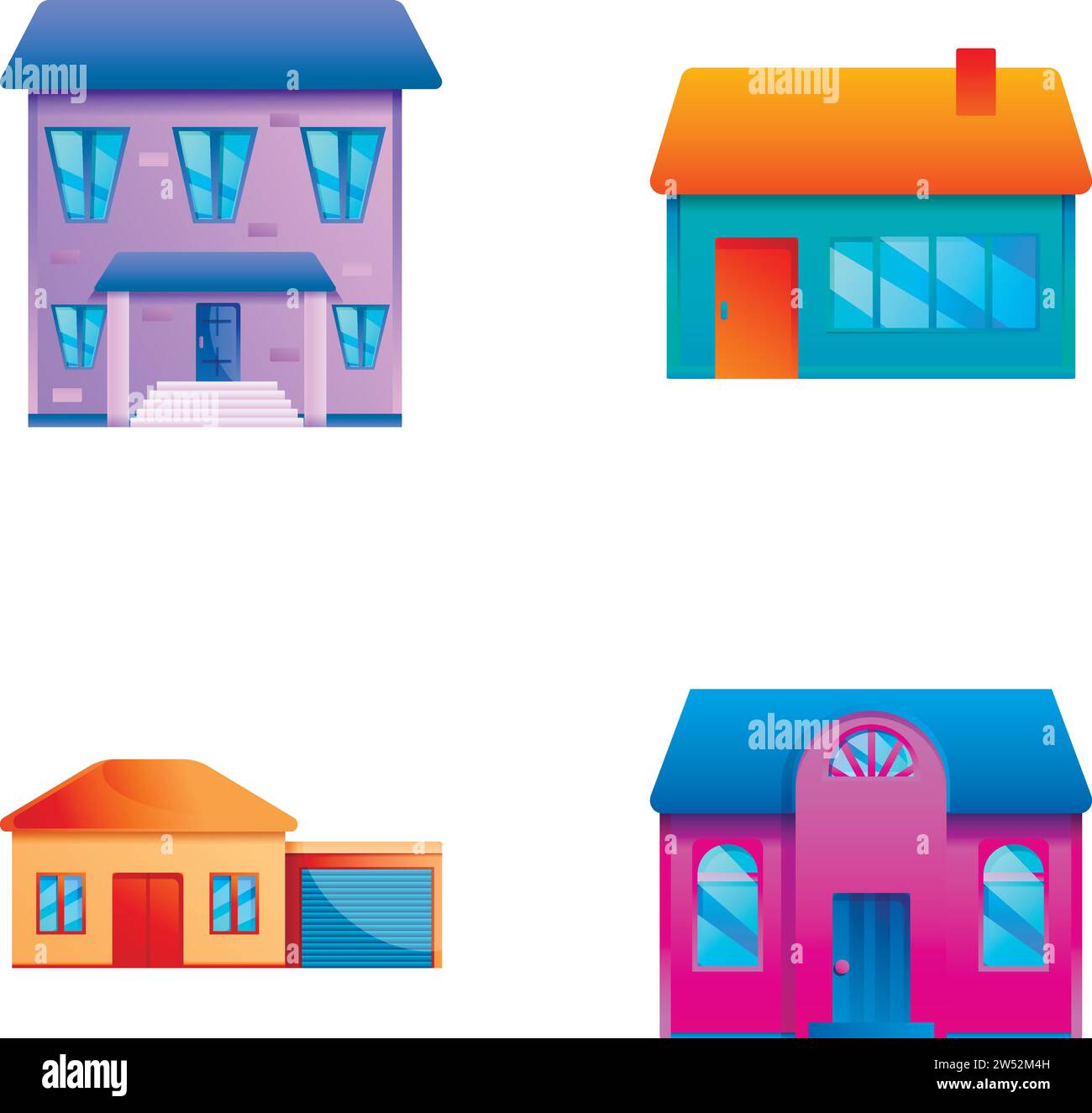 House icons set cartoon vector. Residential building. Architecture ...