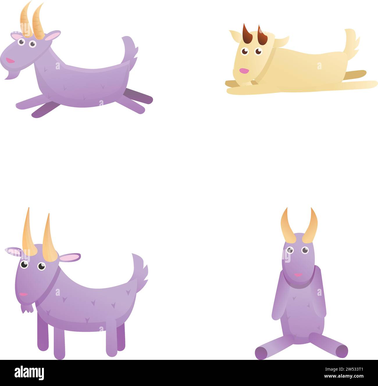 Funny goat icons set cartoon vector. Cheerful little goat. Cartoon ...