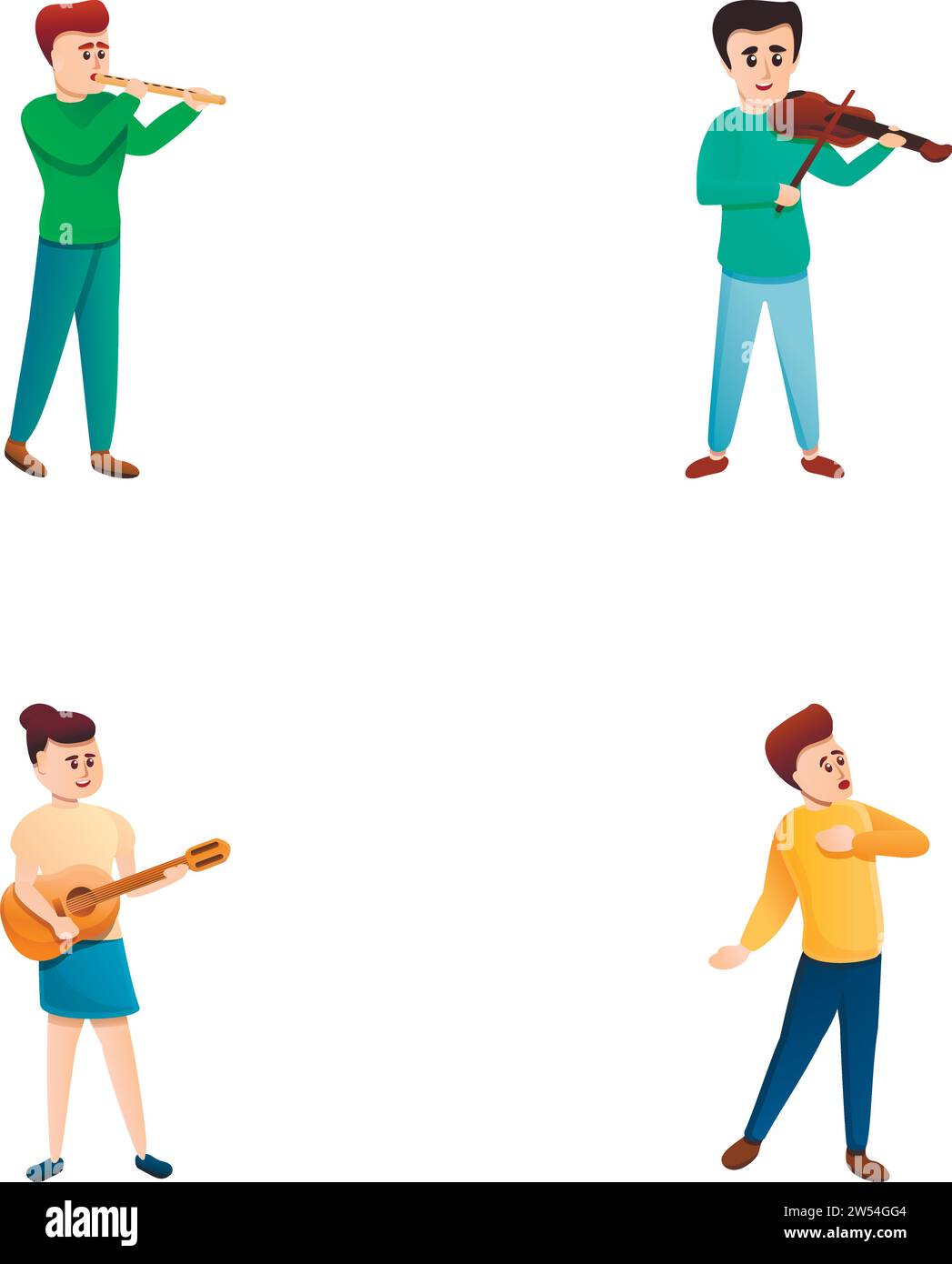 Musical ensemble icons set cartoon vector. Singer and musician ...