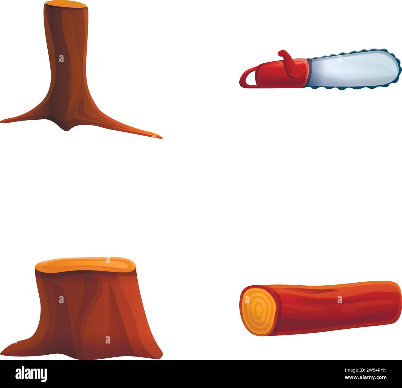 Felled tree icons set cartoon vector clear cutting forest deforestation ...