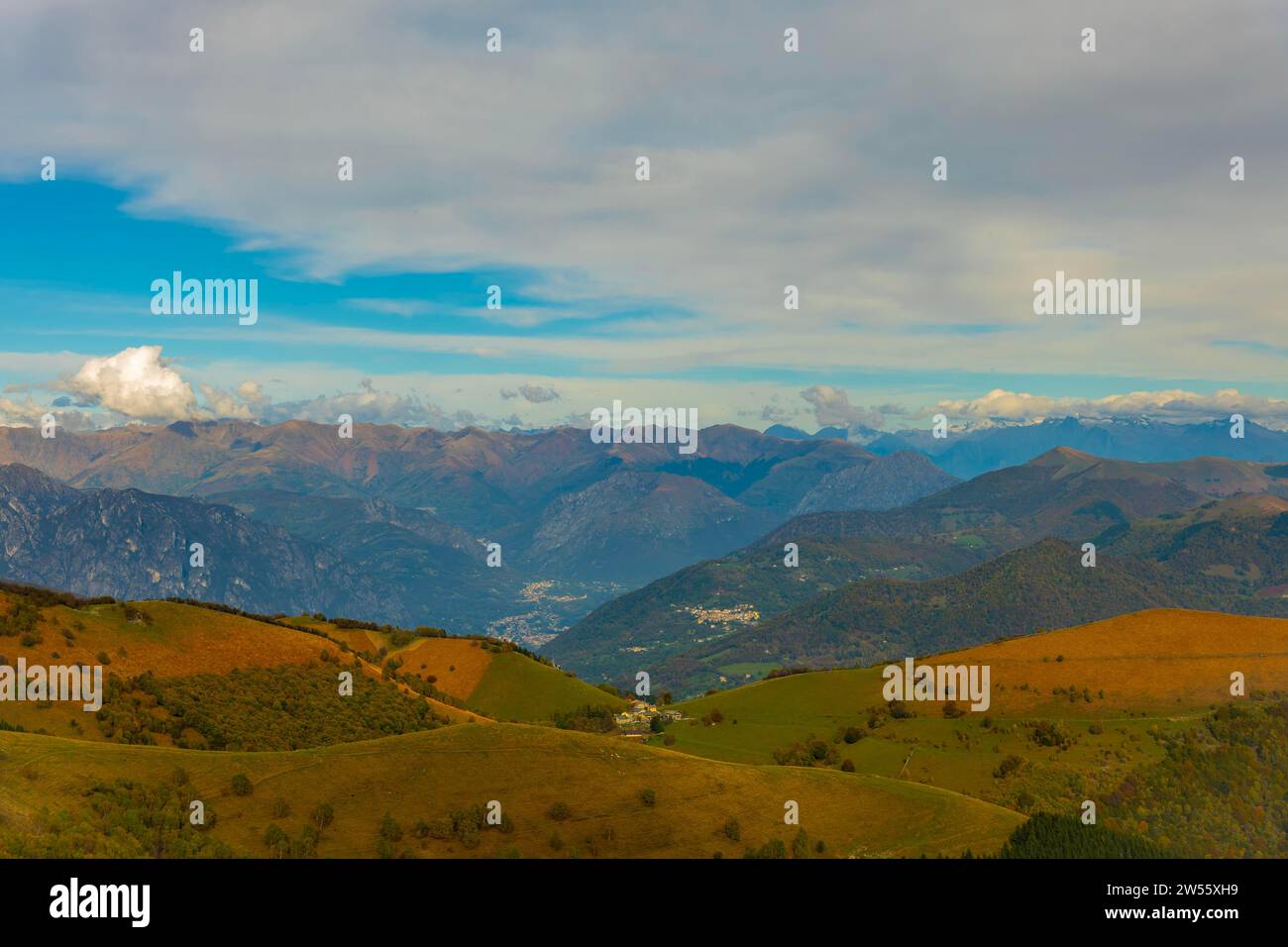 Aerial View over Beautiful Mountainscape with Clouds in a Sunny Day ...