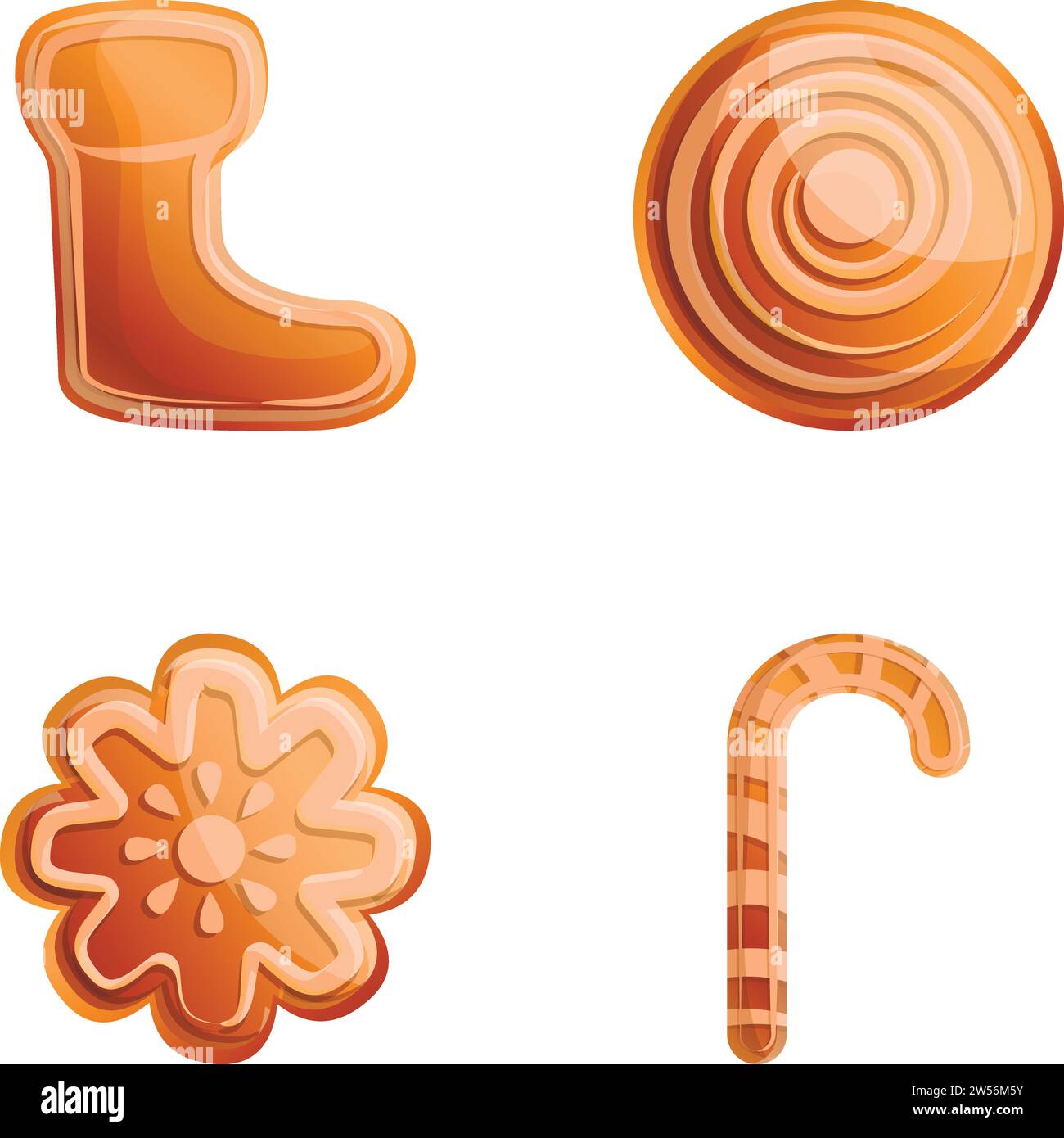 Ginger cookie icons set cartoon vector. Winter homemade cookie. Sweet ...