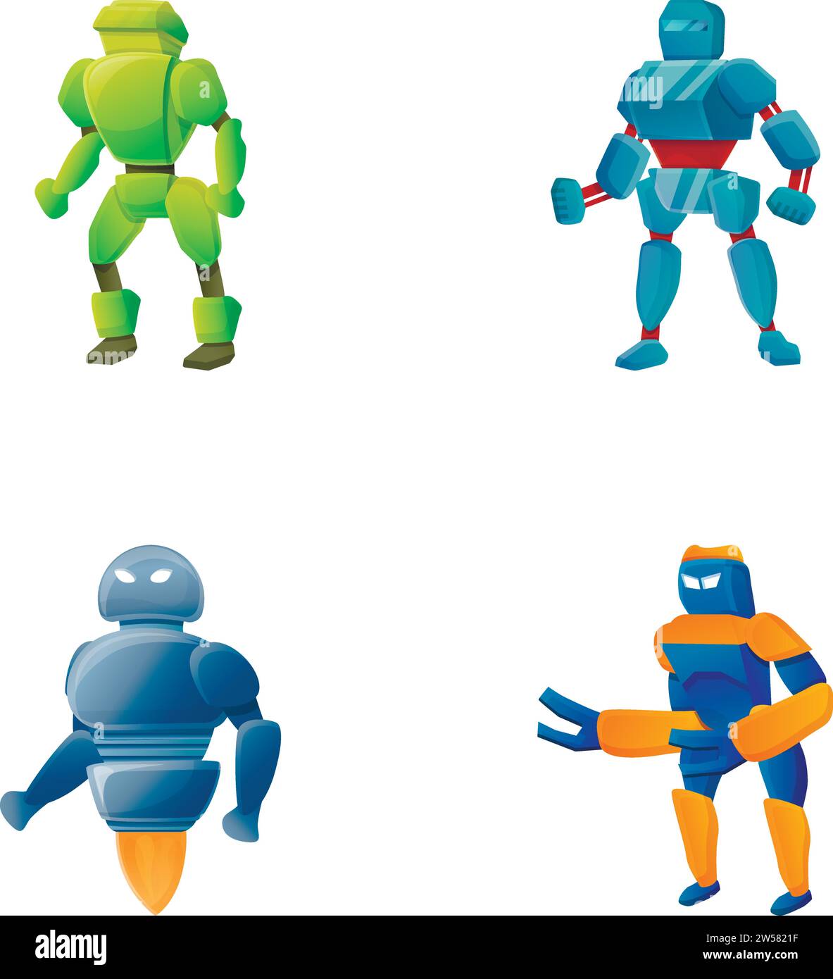 Electronic robot icons set cartoon vector. Modern robot. Technology ...