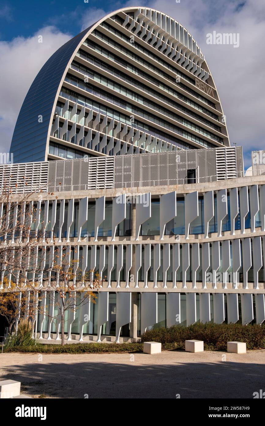 The BBVA headquarters in Madrid in Spain, designed by Herzog & de ...