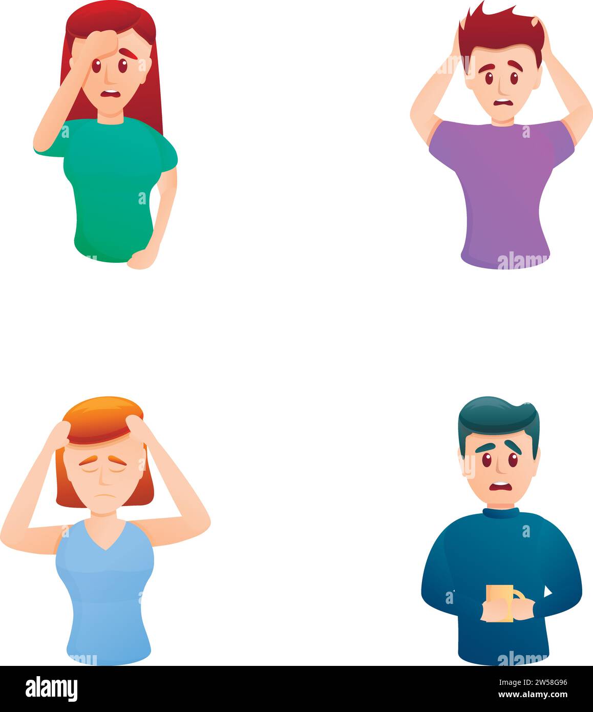 Human emotion icons set cartoon vector. People with emotion of ...