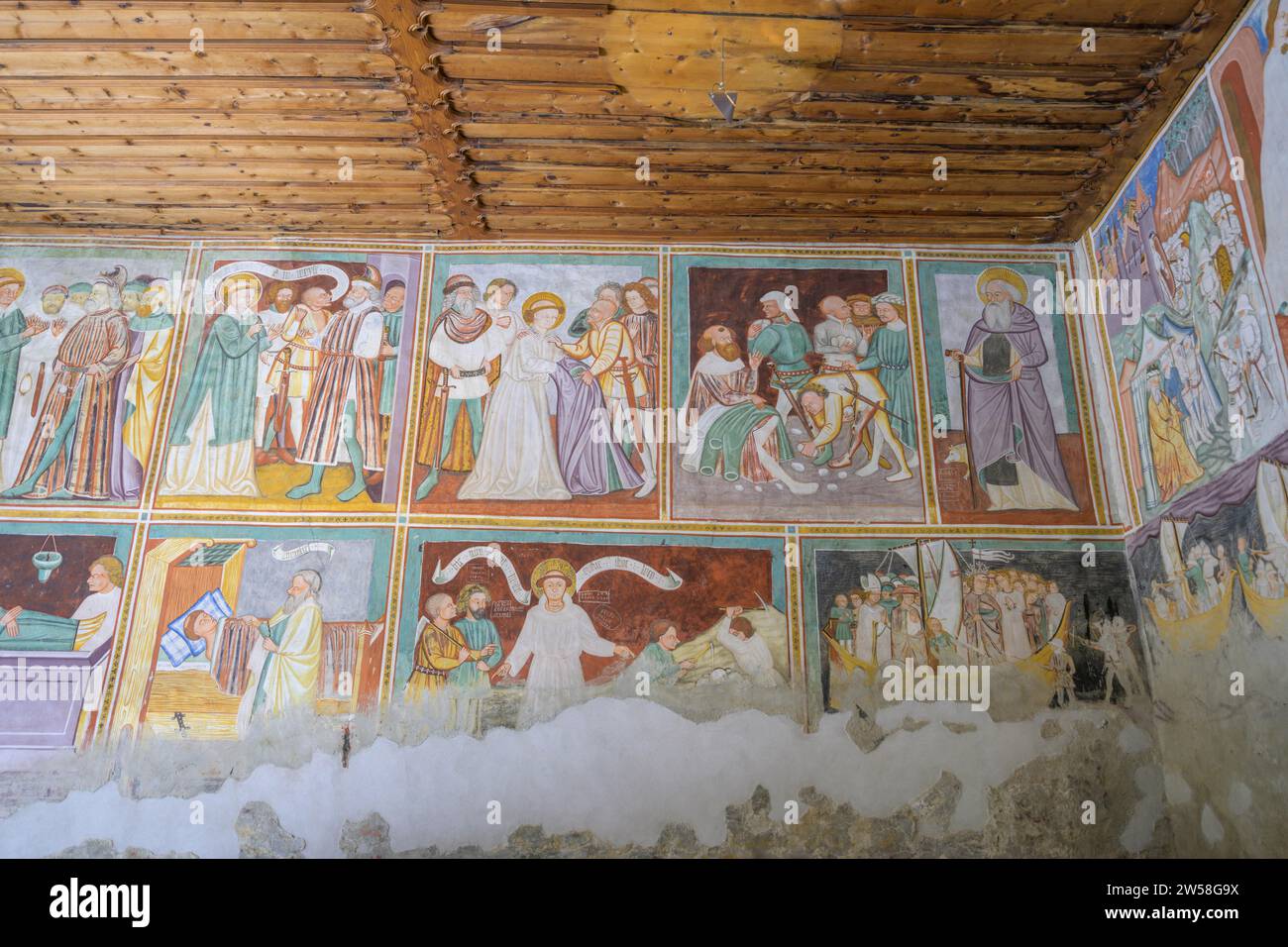 Gothic frescoes in the castle chapel of St Stephen, Morter, Latsch ...