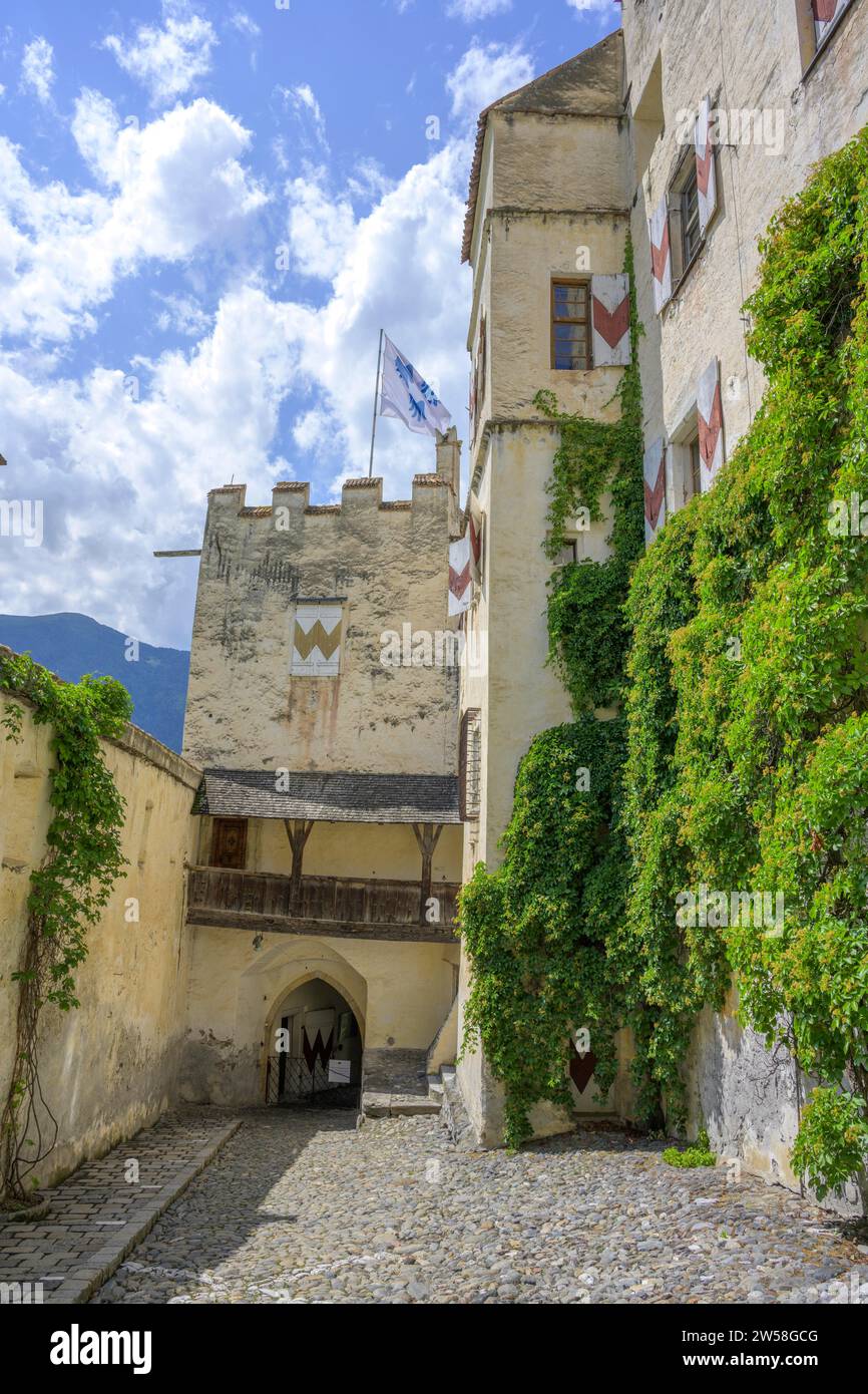 Castle courtyard, Churburg Castle, Schluderns, South Tyrol, Italy Stock ...