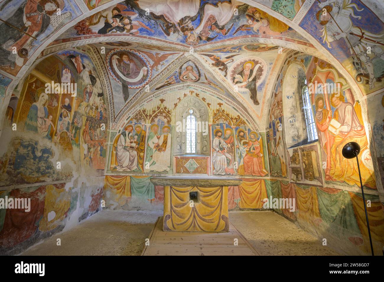 Gothic frescoes in the castle chapel of St Stephen, Morter, Latsch ...