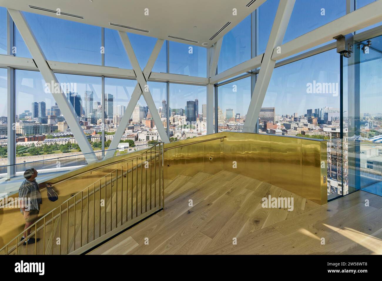 Golden stairway in the observation tower, Old Port, Montreal, Province ...