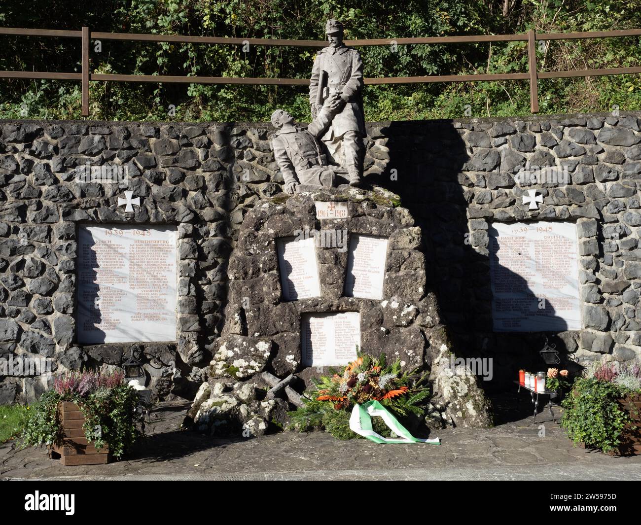 Stone sculpture, dying soldier, memorial to fallen soldiers of the ...