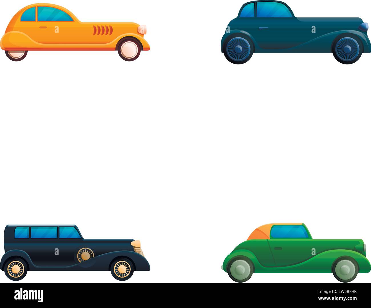 Vintage car icons set cartoon vector. Various retro automobile. Classic ...