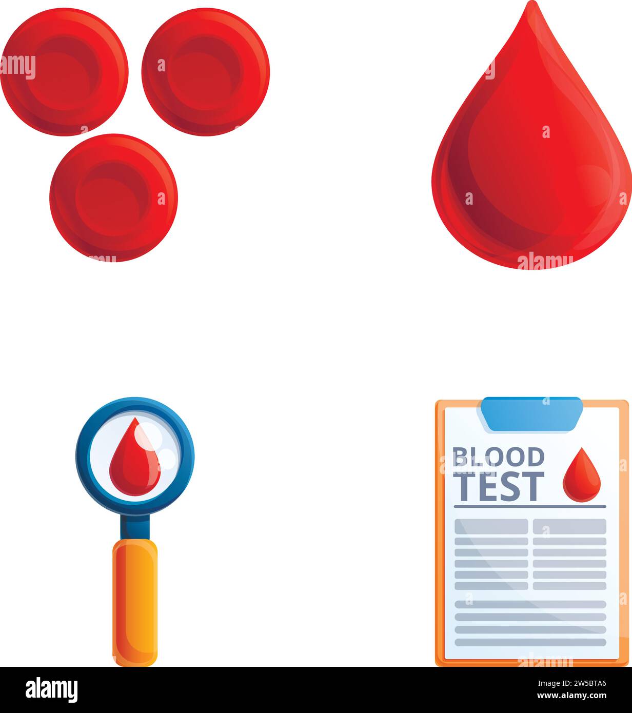 Blood analysis icons set cartoon vector. Donating blood for testing ...