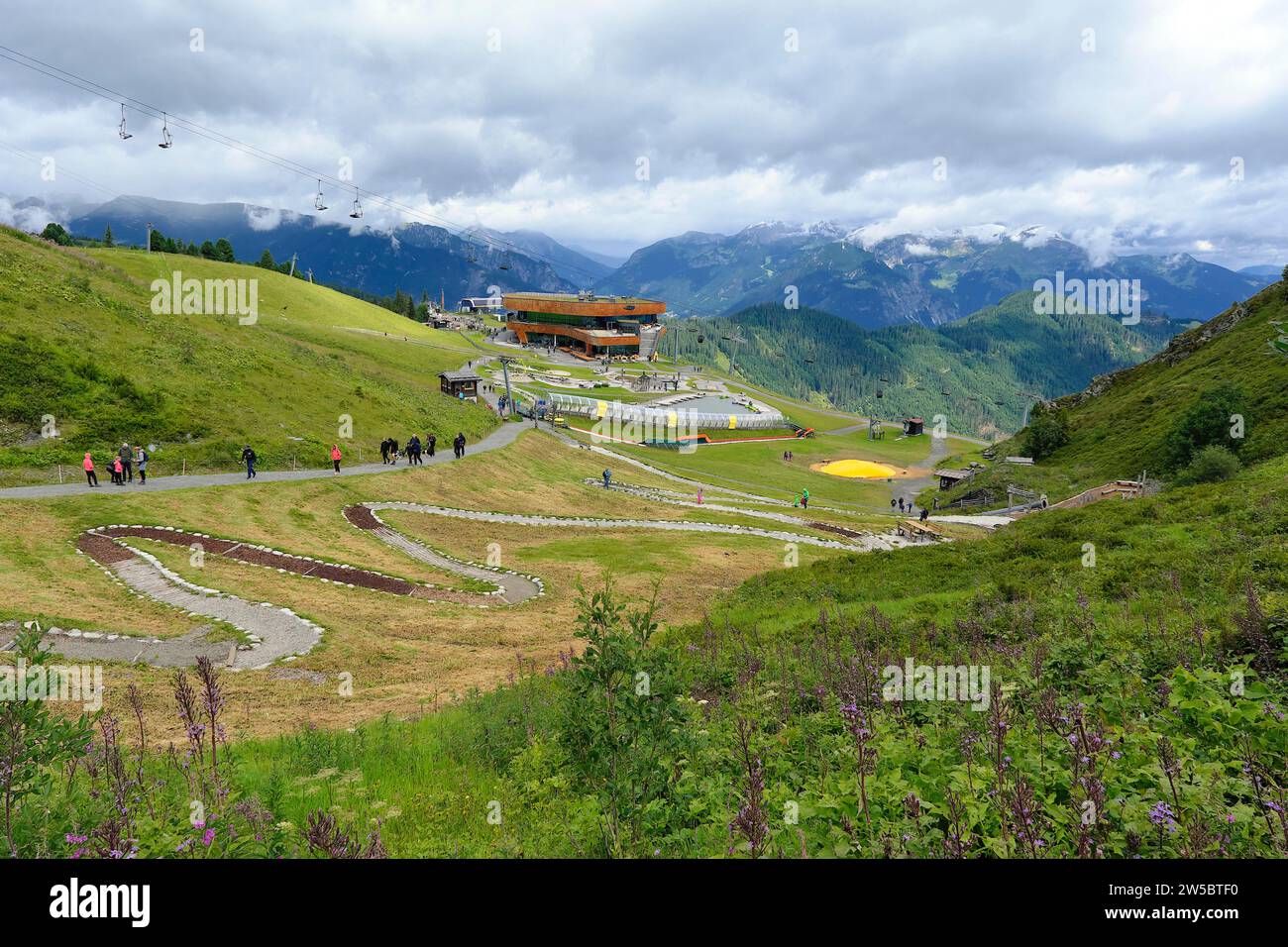 Spieljochbahn mountain station with water park, tubing track and ...