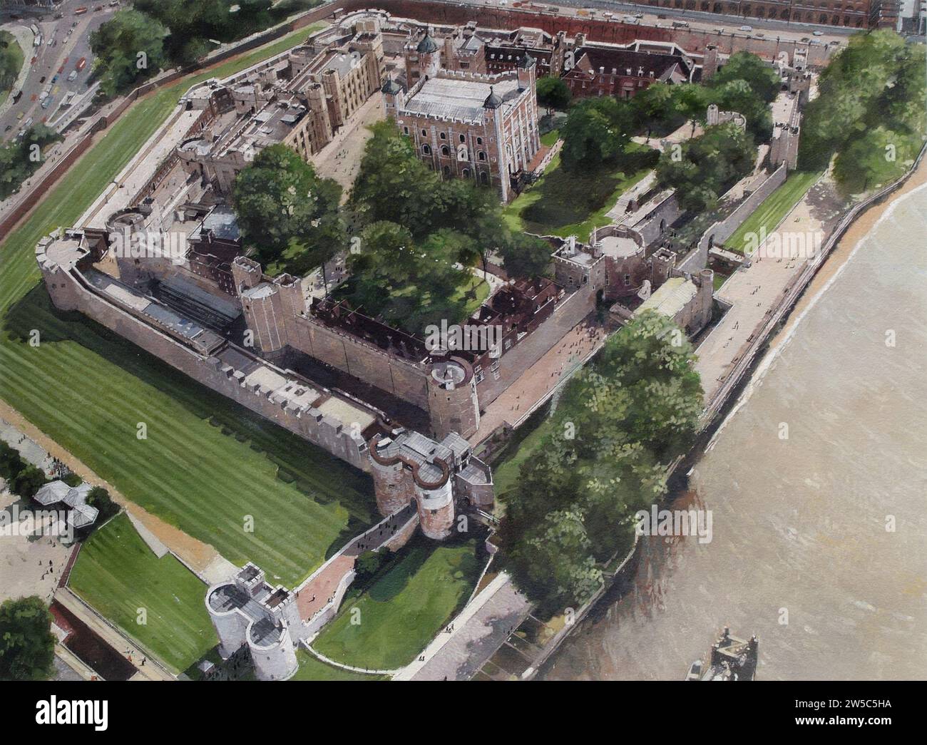 Painting of the Tower of London, by Ivan Lapper. British, dated 1999 ...