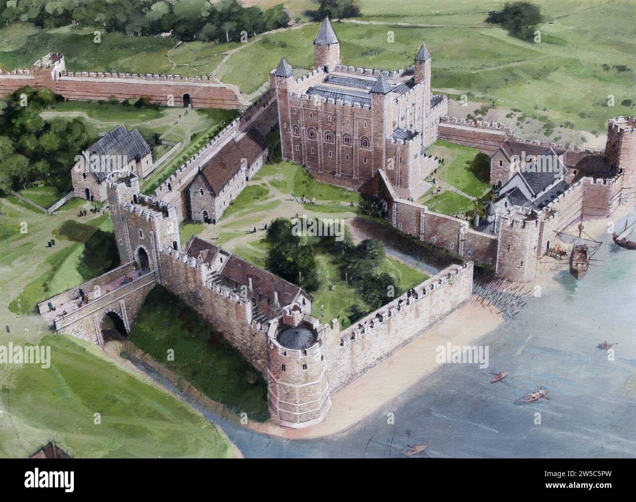 Artists impression by Ivan Lapper of the Tower of London site in 1200 ...