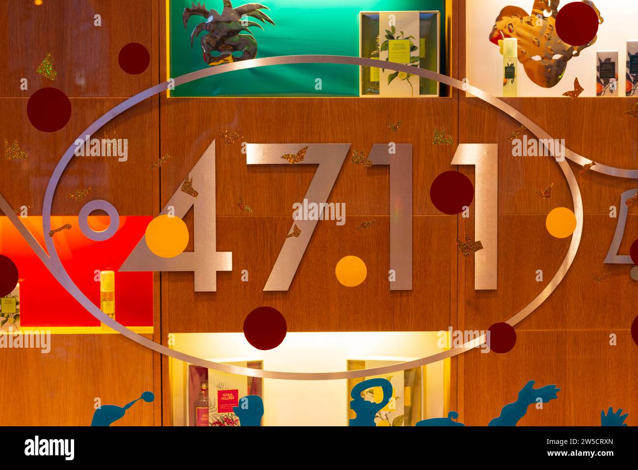 Shop window, flagship store of 4711, historic commercial building ...