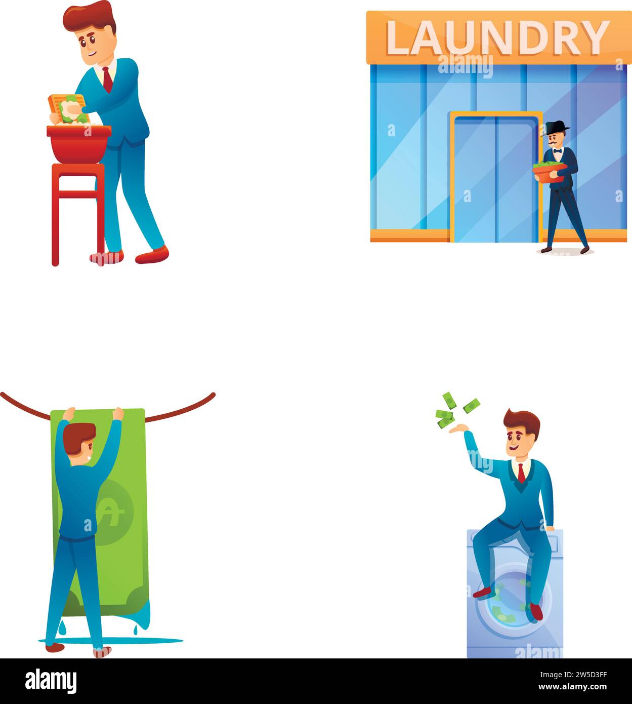 Financial crime icons set cartoon vector. Businessman doing money ...