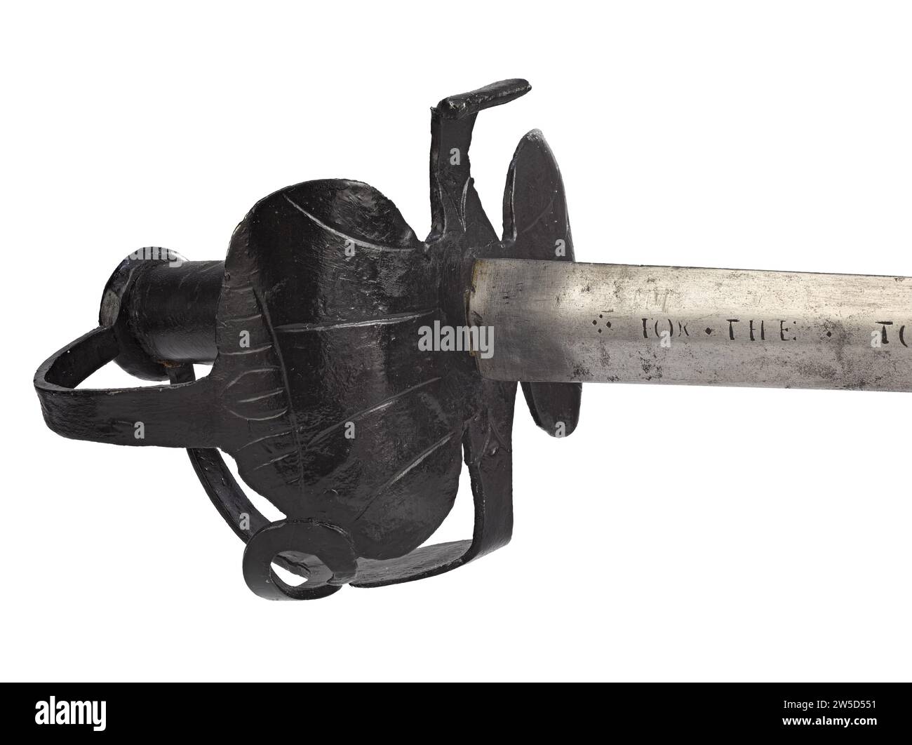 17th Century Munition sword with shell guard, inscribed with 'For The ...