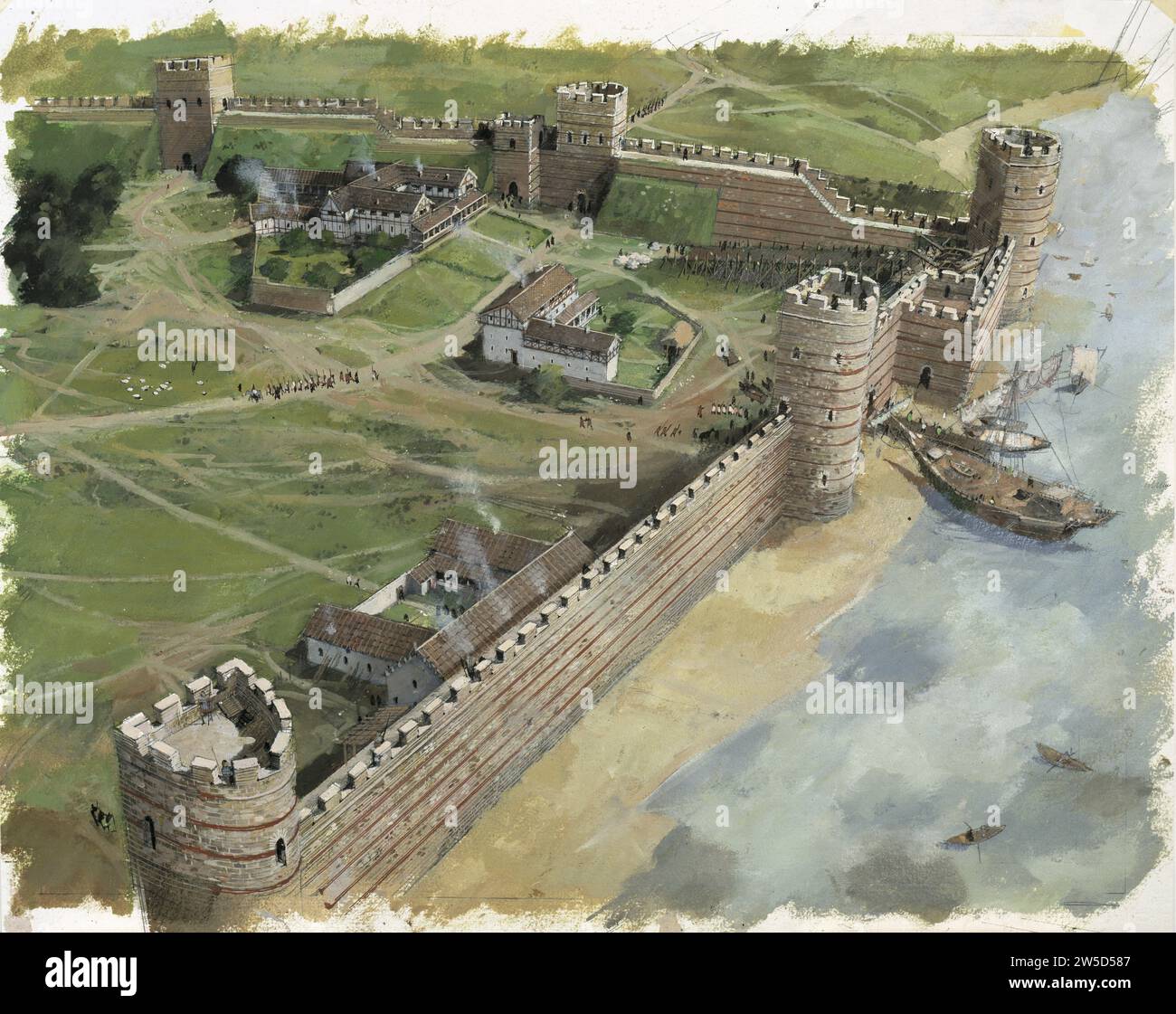 Artists impression by Ivan Lapper of the Tower of London site circa AD ...